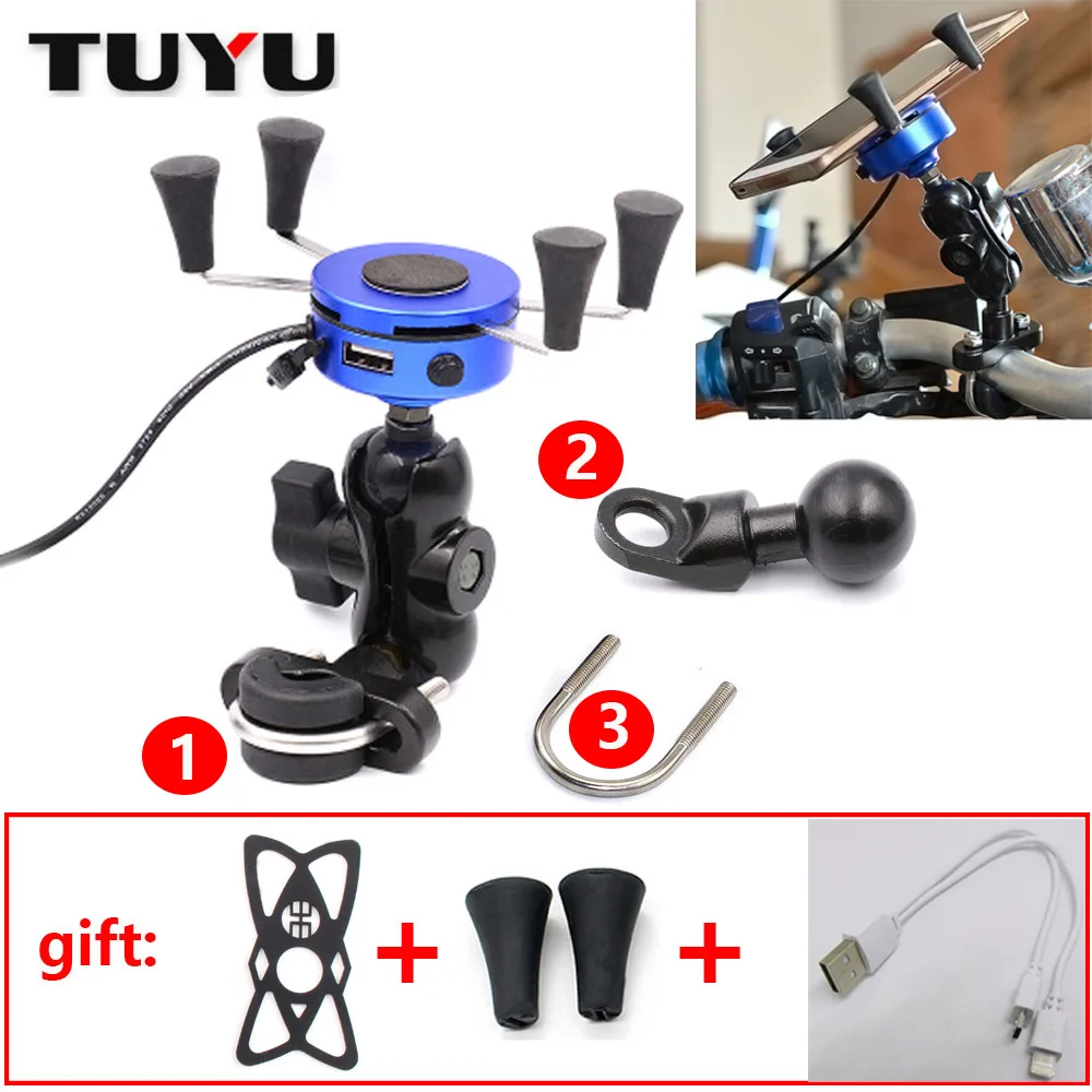 Tuyu Motorcycle Port Adapter With Usb Phone Aluminum Bracket Bike And ...