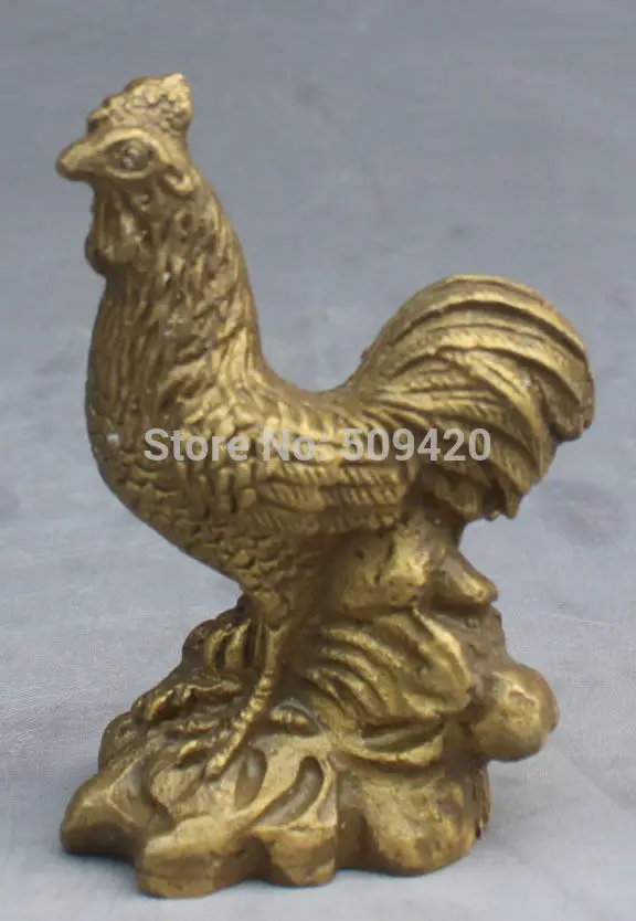 ~ 6 CM Chinese FengShui Folk Bronze Zodiak Jaar Kip Tsjoek Dier ...