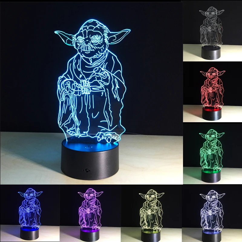 3D Star Wars Master Yoda Night Lights LED USB Table Lamp Visual lights ...