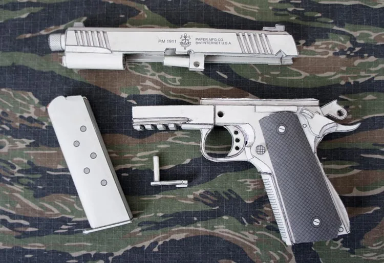 Colt M1911A1 Pistol Paper Model Weapon Gun 3D Hand-made Drawings ...