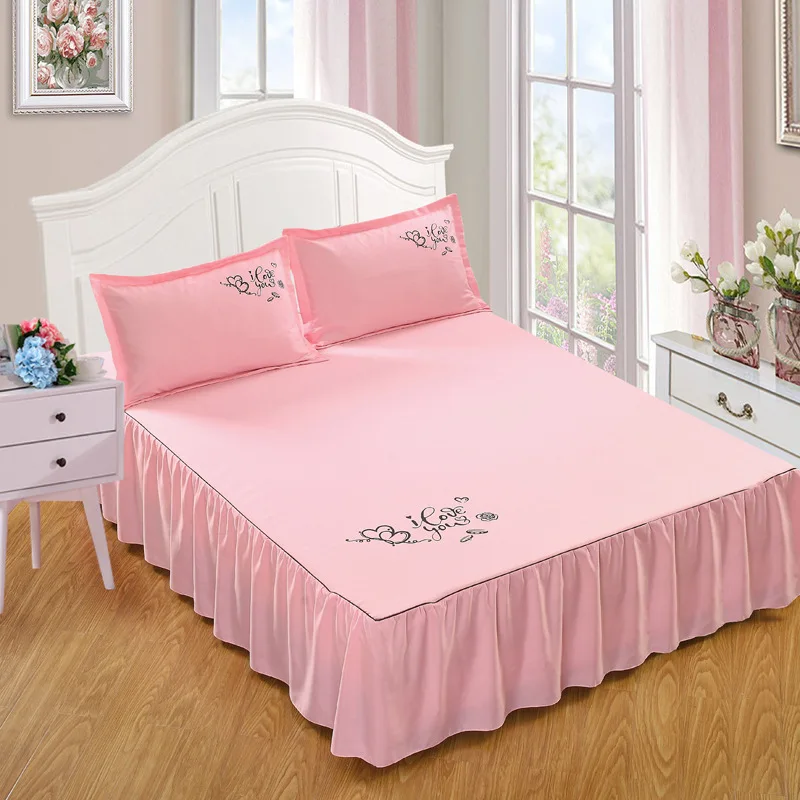 Pink Bed Skirt Solid For Bedroom Dorm St28 Bedding Covers Home Hotel