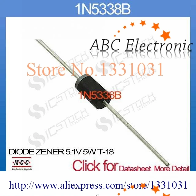 1N5338B DIODE ZENER 5.1V 5W T 18 1N5338B 5338 1N5338 5338B N5338|zener diode voltage regulator ...