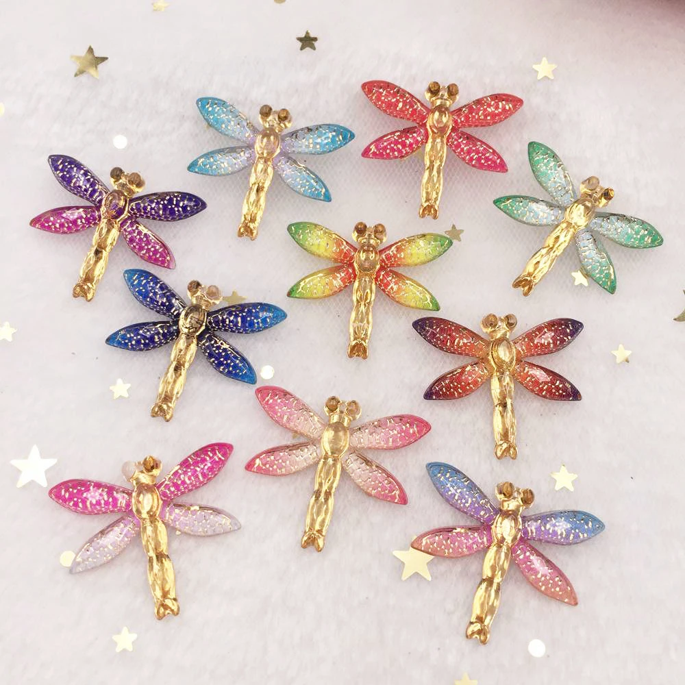New 10pcs Resin Bling Colorful Dragonfly Flatback Rhinestone 1 Hole ...