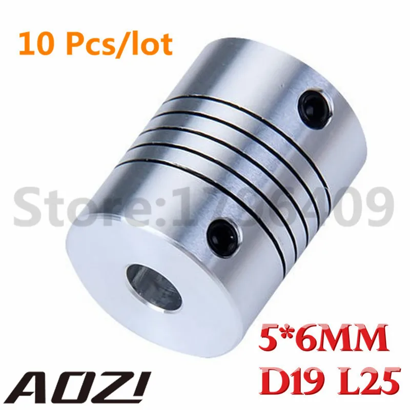 10 unids/lote acoplamiento flexible acoplador 6mm a 5mm eje od19mm * 25mm eje flexible 5mm 6mm ...