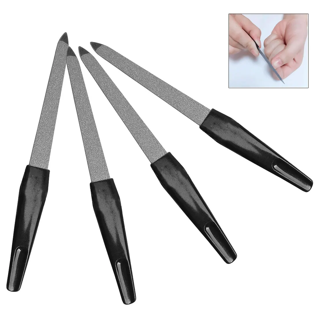 Double Sided Nail Files Stainless Steel Plastic Handle Metal Pro White ...