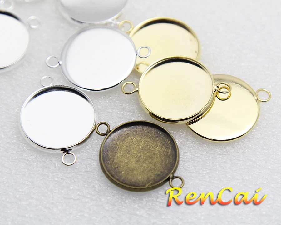 20pcs 12 25mm Round Pendant Blanks Bezel Cups Glass Cabochon Setting ...