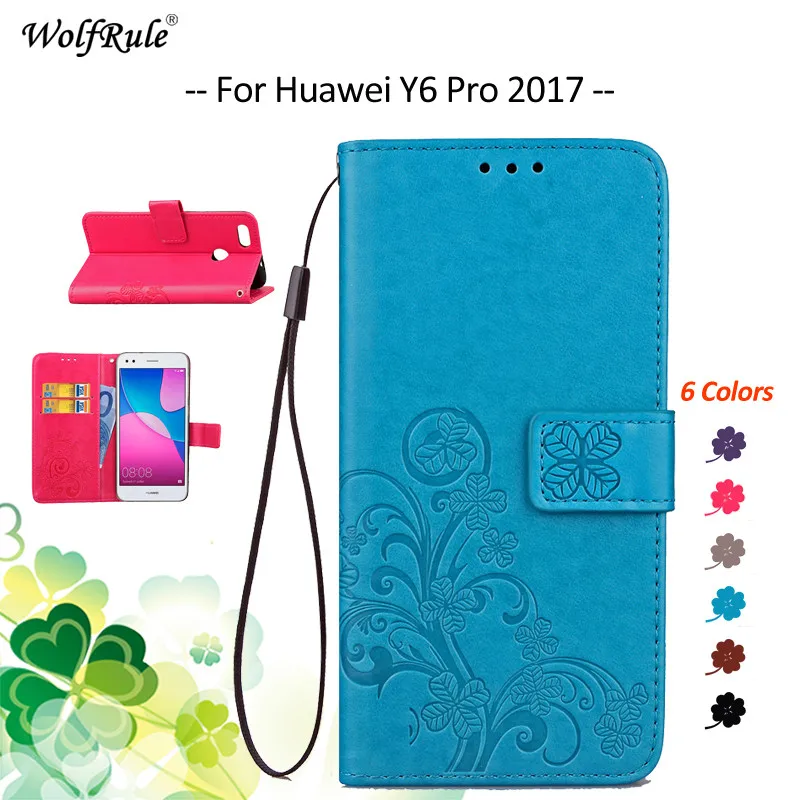 For Cover Huawei Y6 Pro 2017 Case Flip PU Card Holder Wallet Pouch ...