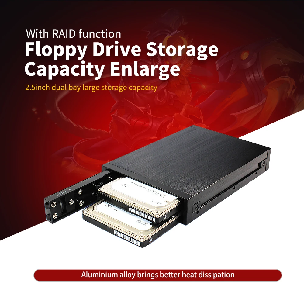 OImaster Dual Bay Floppy Drive Case RAID Modes 2.5inch SATA HDD ...