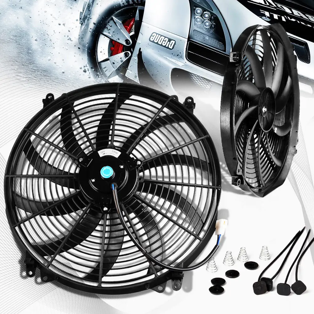 12 Inch Fan 12 Inch Universal Slim Electric Cooling Fan 12V - Black ...