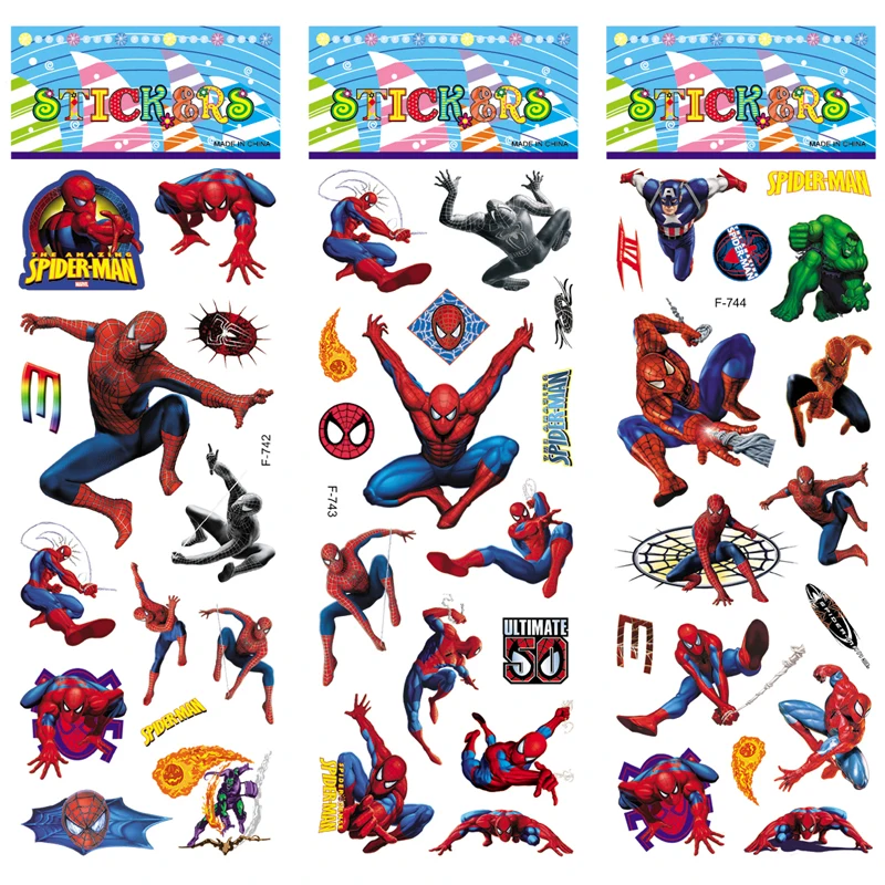 12 Sheets of Superhero Spiderman Stickers - 3D Puffy Bubble Sticker ...