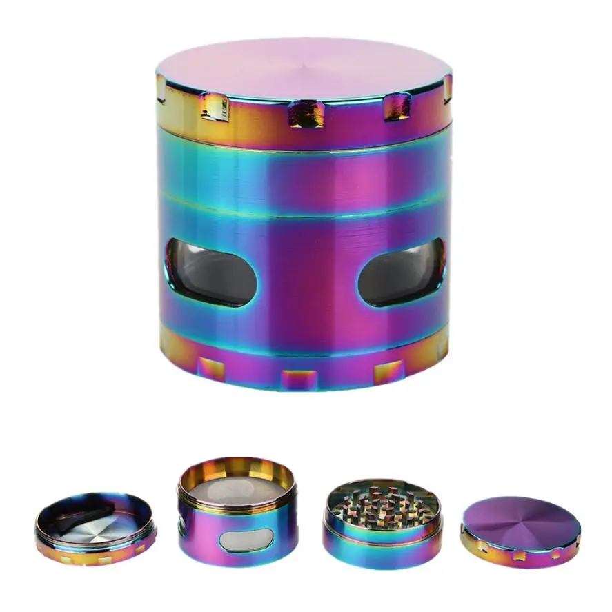 4 layer 54mm Window tobacco grinder Metal Type Herbal Herb Tobacco ...