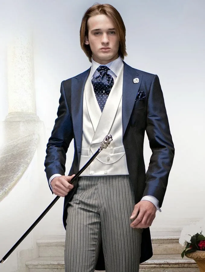 Mais recentes Modelos Casaco Calça Azul Marinho de Cetim Fraque ...