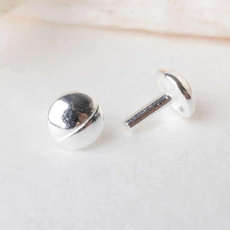 Solid 925 sterling silver bead cap pin, jewelry DIY silver findings ...