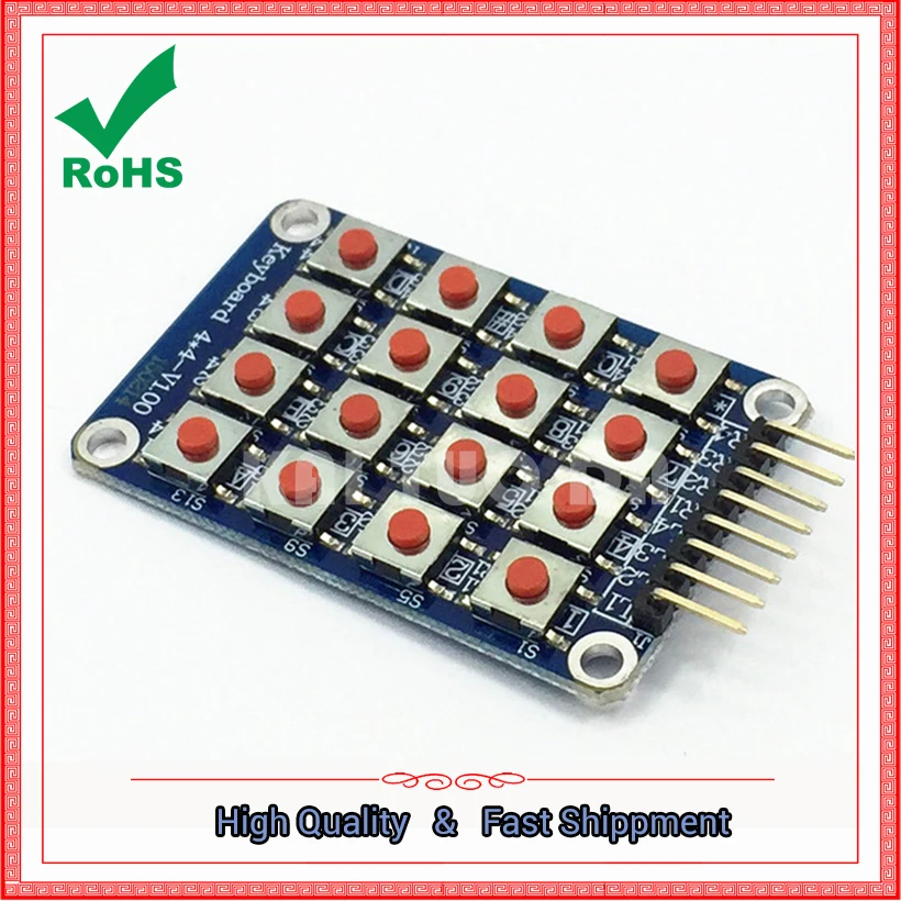 Microswitch 4x4 Matrix Scan Keypad Module 16-bit Keyboard Module Board ...