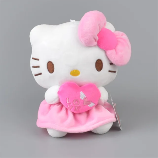 Pink Heart Hello Kitty Stuffed Plush Toy, Baby Kids KT Doll Gift Free ...