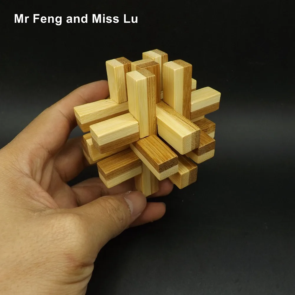 3d 14 Pillar Iq Brain Teaser Kong Ming Lock Puzzle Bamboo Game Toy For ...