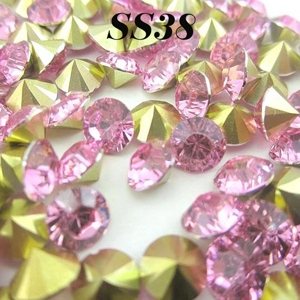 Free shipping Fashion SS38(8 8.2mm) 72pcs Light pink Resin rhinestones ...