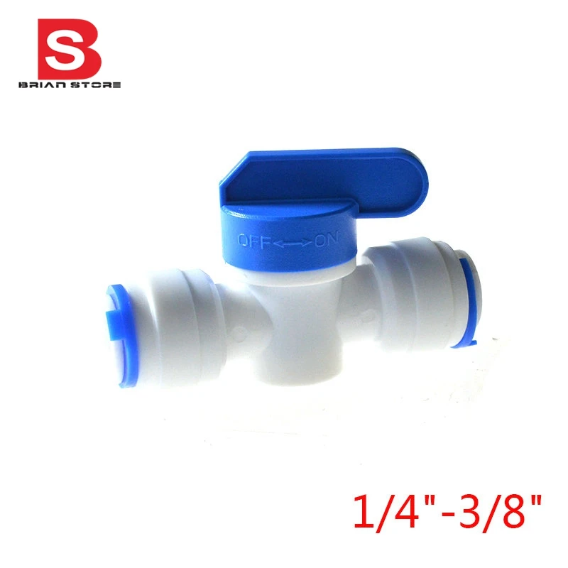 1/4 3/8 " OD Hose Quick Connection Plastic Ball Valve RO Water Reveser ...
