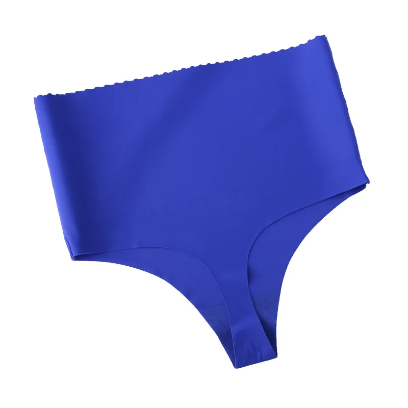 Women High Waist Ice Silk Thongs Seamless Solid Soft Shapewear Abdomen