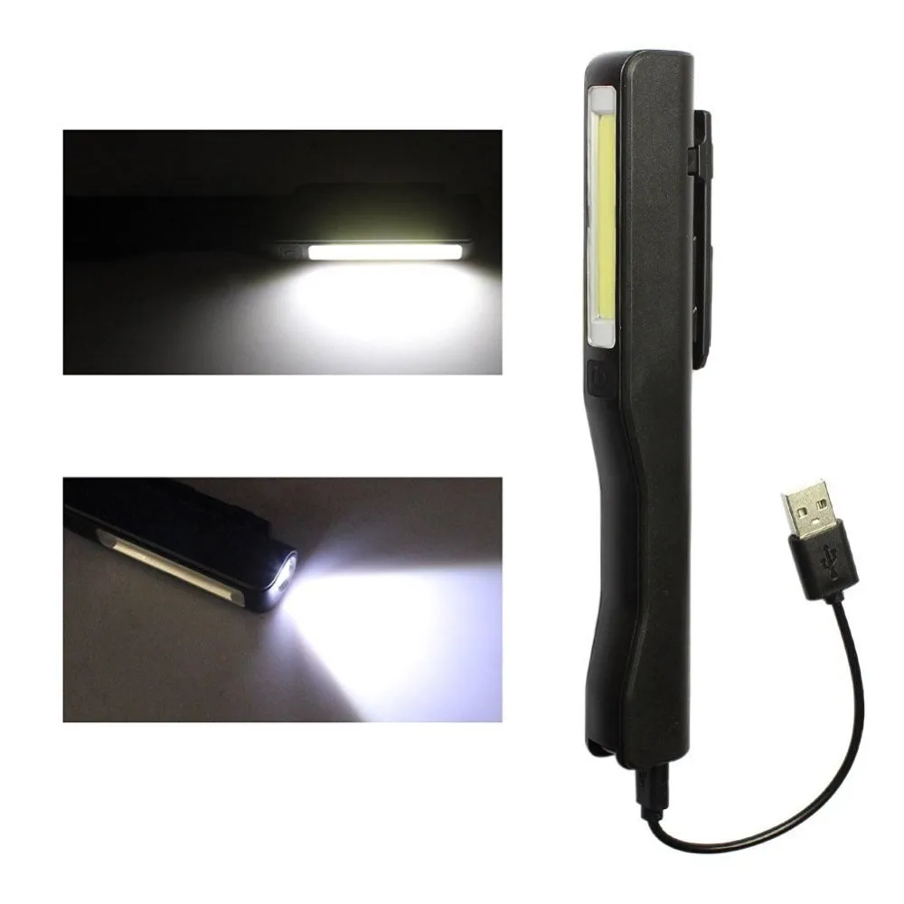 COB LED Handy Flashlights Torch Lamp USB Rechargeable Magnetic Clip ...
