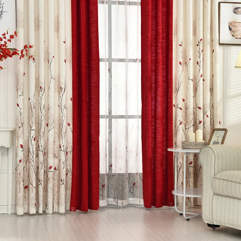 Rideau-rouge-pour-salon-et-chambre-coucher-tissus-finis-en-coton-en-lin ...