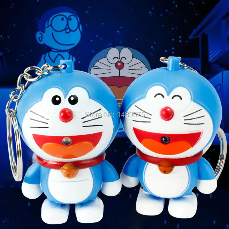 2016 Novelty Toys Cartoon Anime Doraemon Figure LED Keychains Doraemon ...