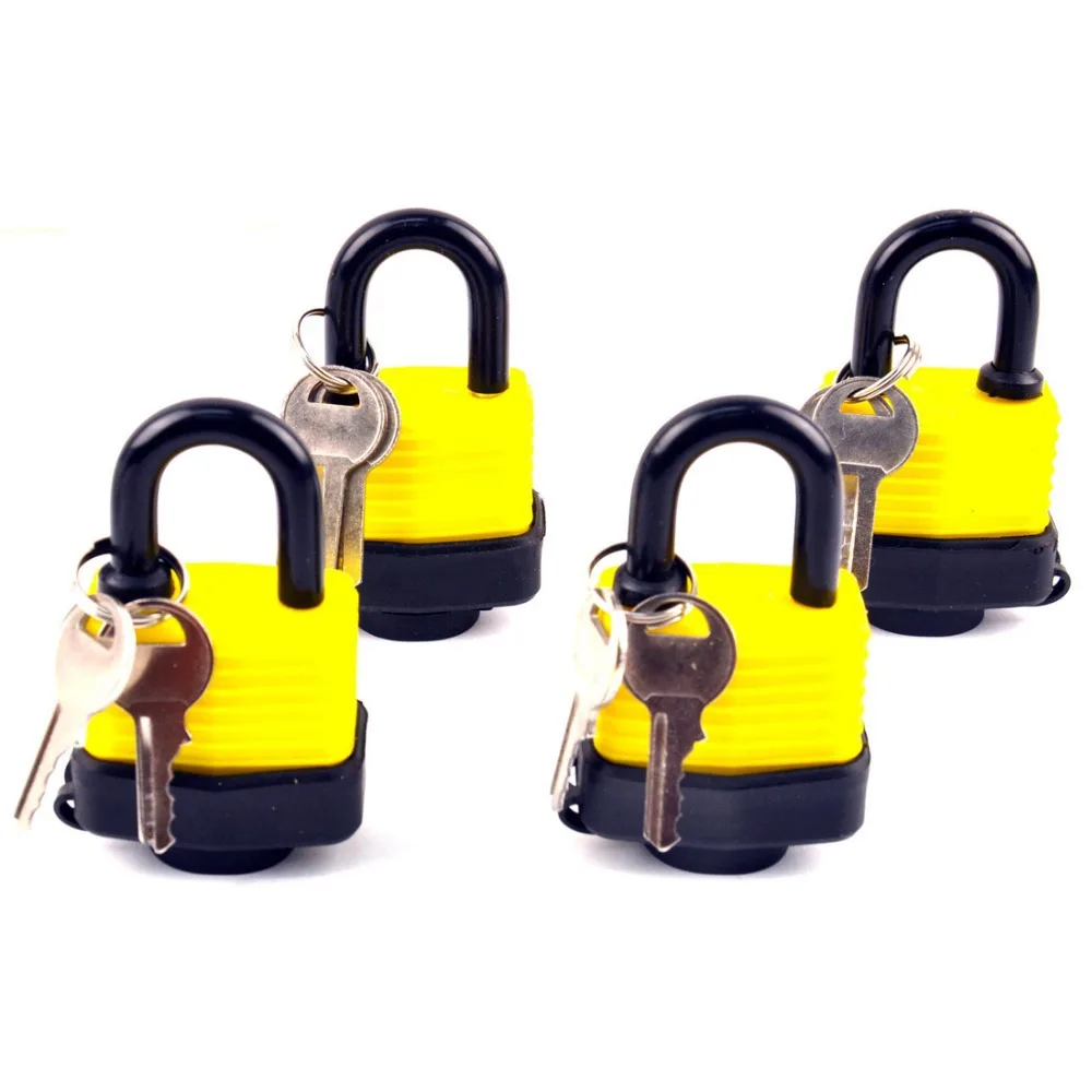 4 Pieces Yellow 40mm Keyed Waterproof Laminated Padlock Pad Lock Key ...