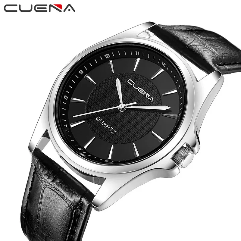Cuena hombres moda Cuero auténtico reloj de los hombres 30 m ...