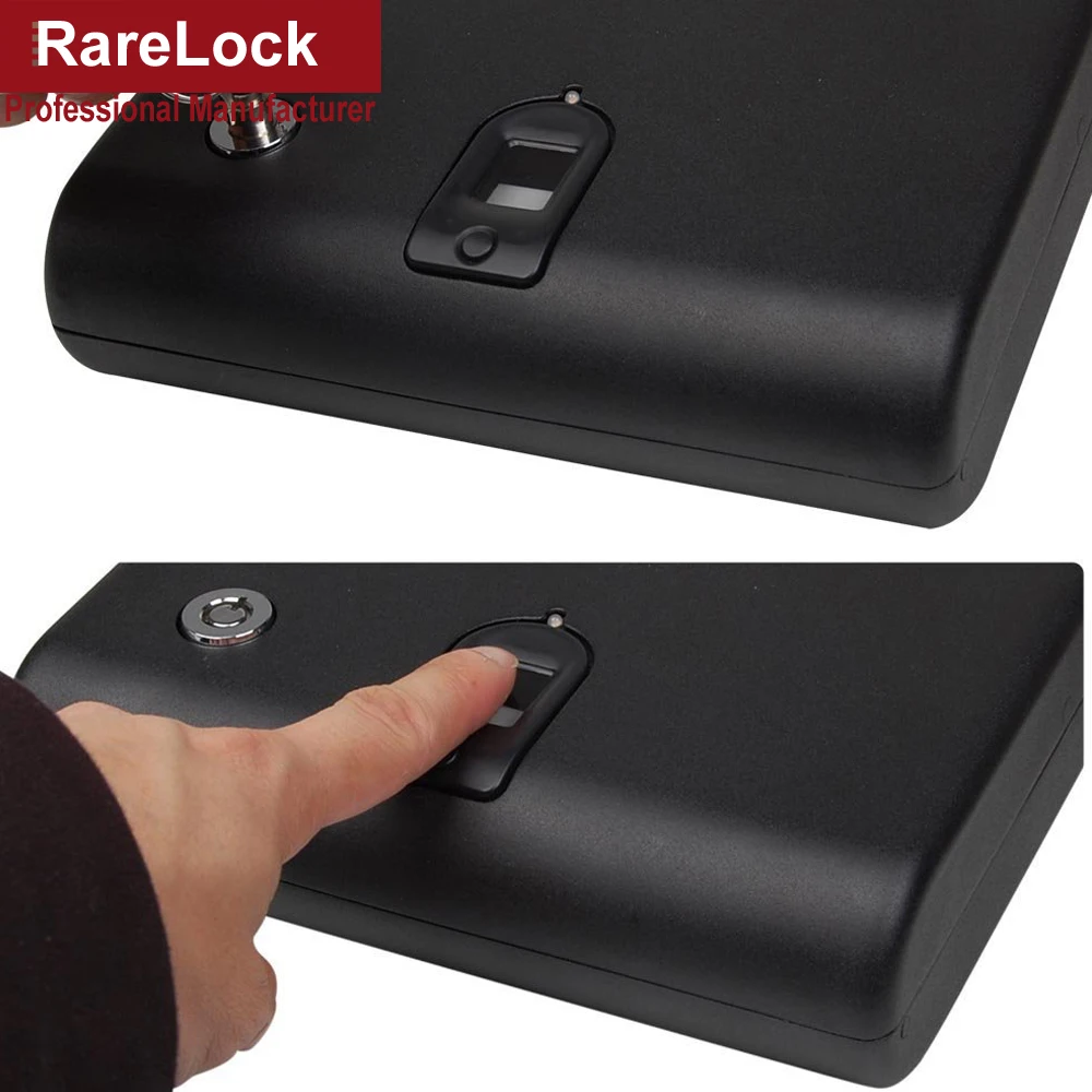 Rarelock Biometric Safe Box Solid Steel Key Gun Vault Valuables Box ...