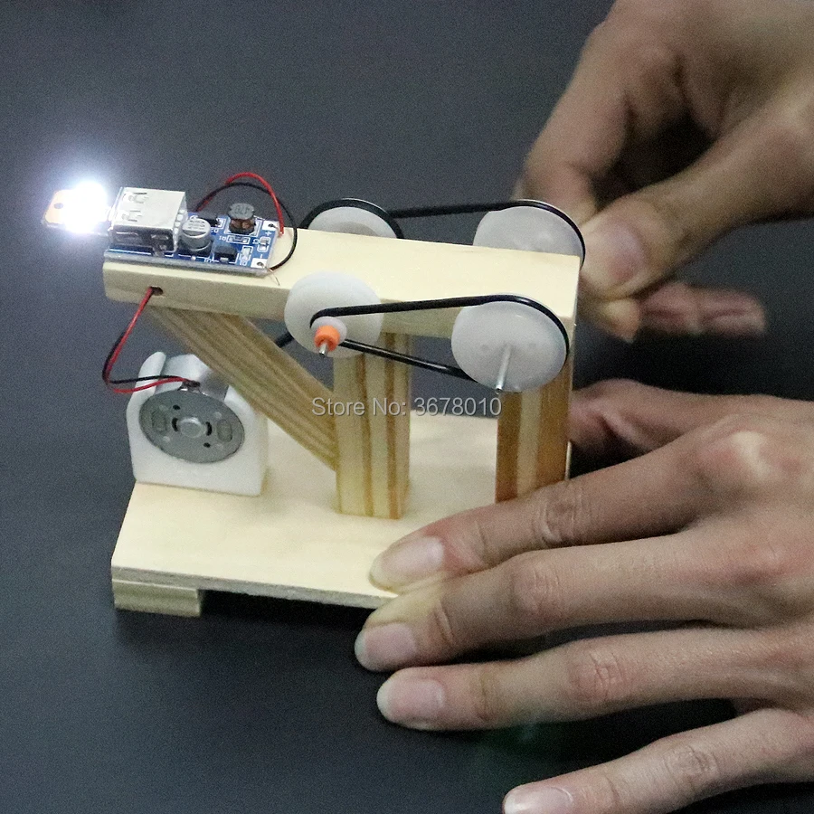 DIY Wooden Hand Dynamo generator Model Kits science and technology ...