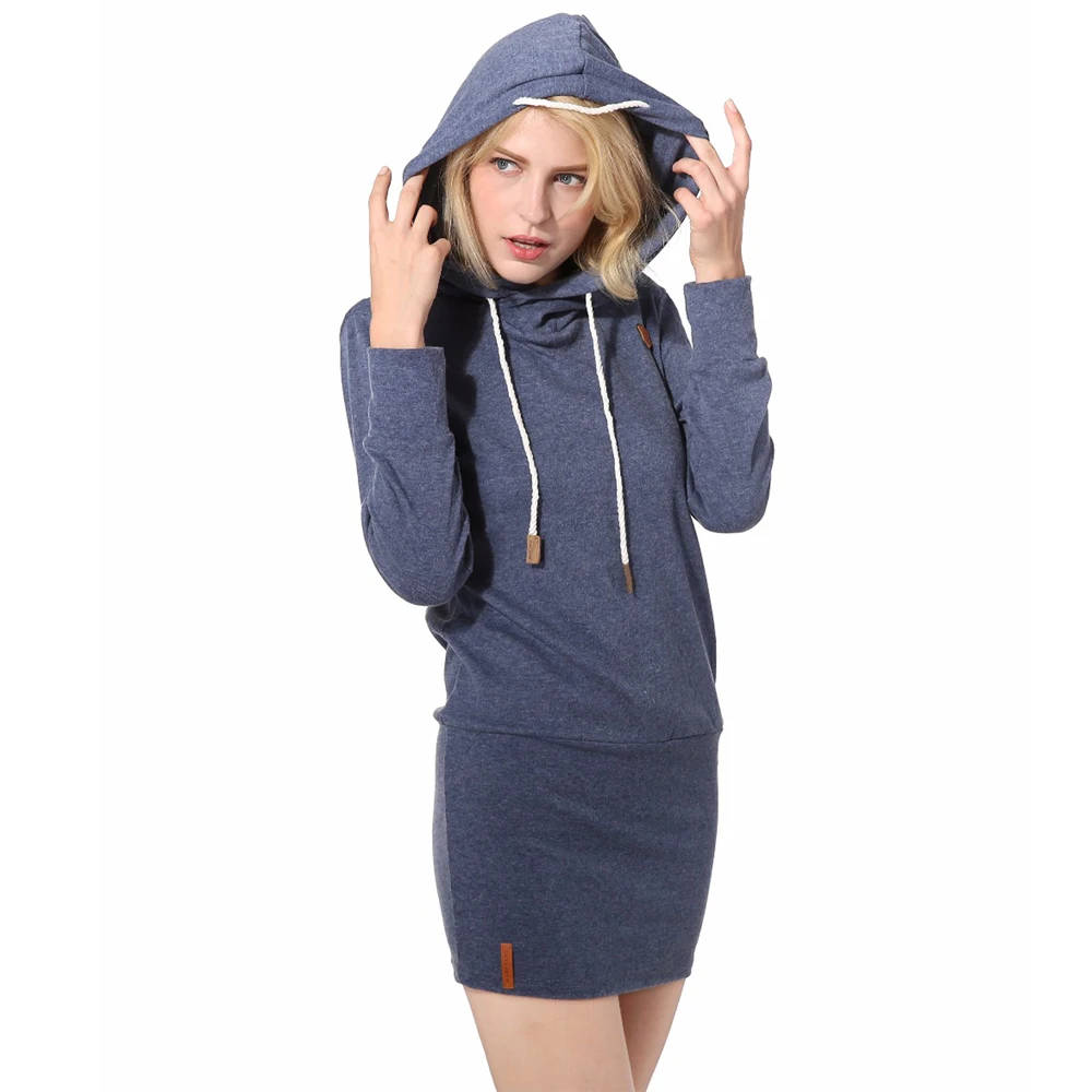 Fashion Spring Dress Women Cotton Hooded Hoodies Dresses Sweatshirt