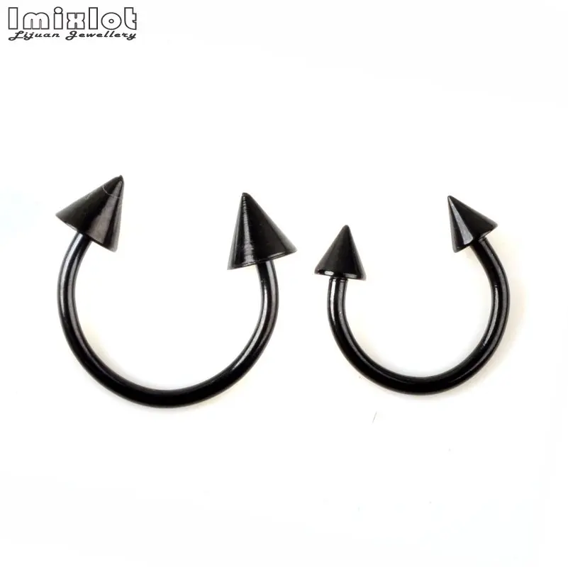 10PCS Spike Septum Piercing Black Stainless Steel Nose Septum Ring For ...