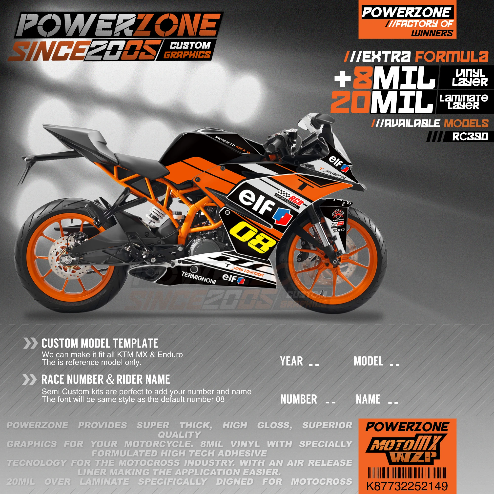 Powerzone Custom Team Graphics Backgrounds Decals 3m Stickers Kit For ...