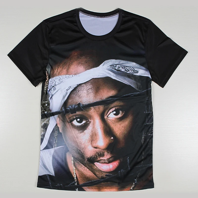Free Shipping 2pac Tupac Shakur T Shirts Men Hip Hop Shirts O Neck 3D ...