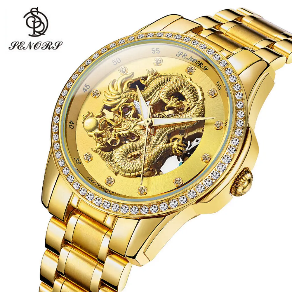 SENORS-New-Luxury-brand-Gold-Dragon-Watch-Men-Current-Automatic ...