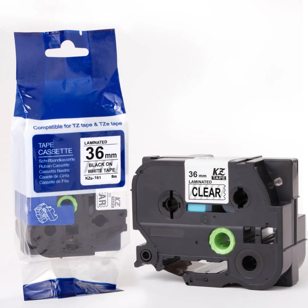 10pcs of TZ161 TZe161 black on clear 36mm x 8m compatible for Brother ...