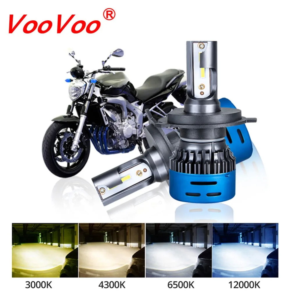 VooVoo Moto H4 LED 헤드라이트 전구, HS1 LED, 오토바이 H1, H7, H11, 9600LM, 3000K ...