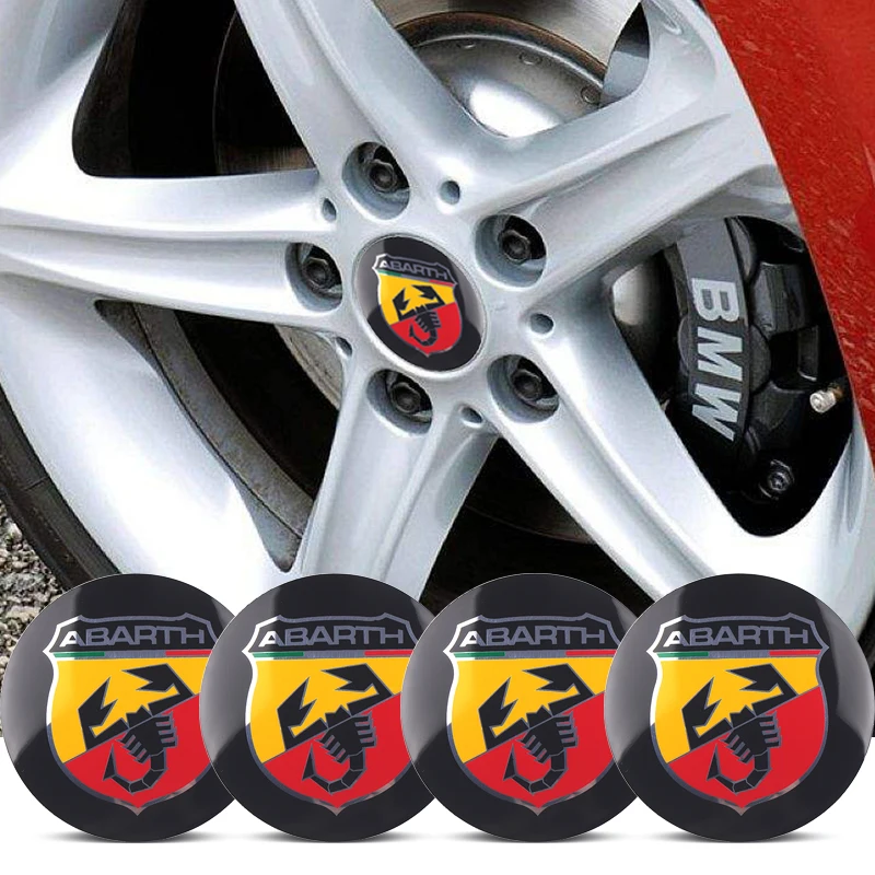 4 pz 56mm Abarth Car Emblem Wheel Center Hub Cap Sticker Decal Car per ...