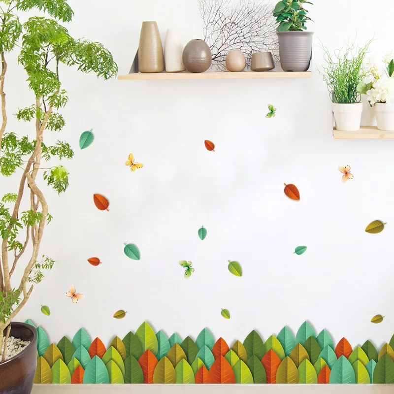 green leaves border wall stickers kids Family room nursery party window ...
