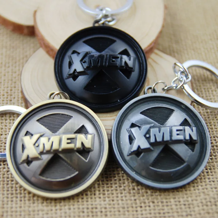 X Men Logo Wolverine Keychains Metal Zinc Alloy Round Shield Pendant ...