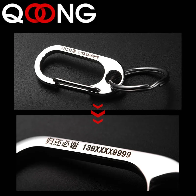 QOONG Custom Lettering Keychain Stainless steel Keyrings Metal Engrave ...