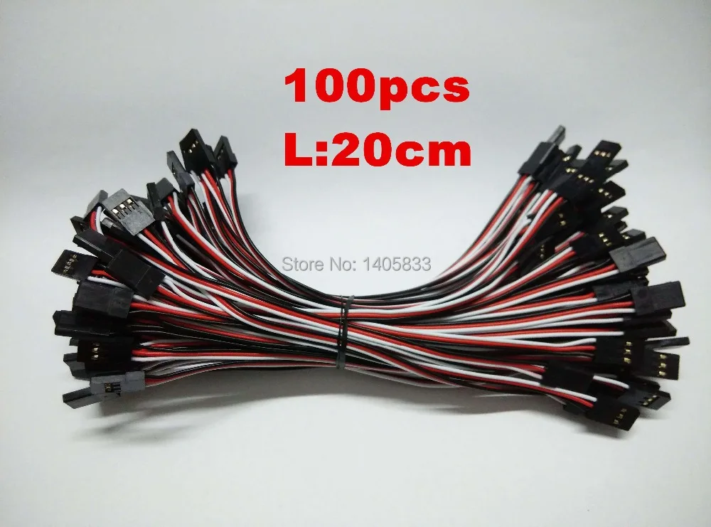 100pcs/lot 20cm Male To Male Jr Plug Servo Extension Lead Wire Cable ...