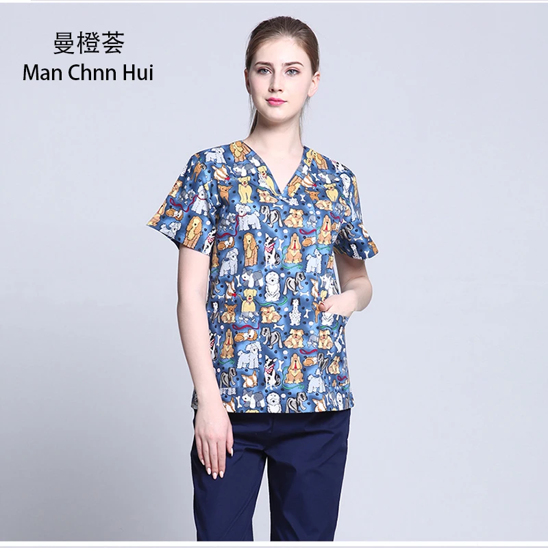 Veterinary Workwear Puppy Pattern Printing Surgical Gown Medical ...
