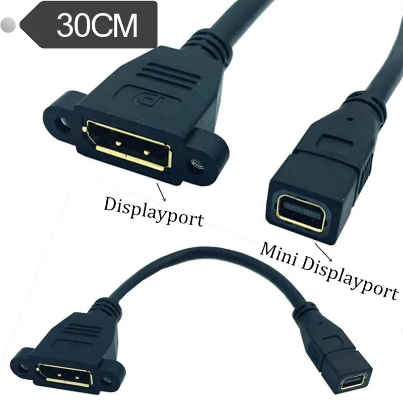 Displayport Female Socket Panel Mount To Mini Displayport Female Video ...