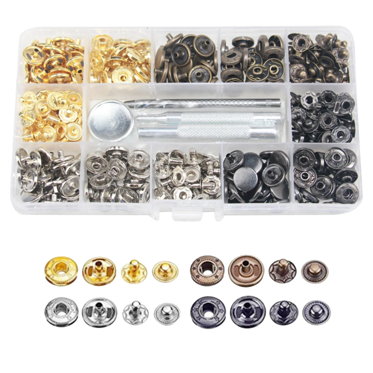 120 Set Rivets Single Cap Rivets Tubular Snap Fasteners Press Studs ...