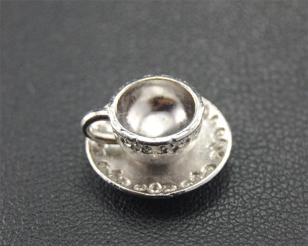 20pcs Silver Color 3d Coffee Cup Charm Pendant For Jewelry Making Diy ...