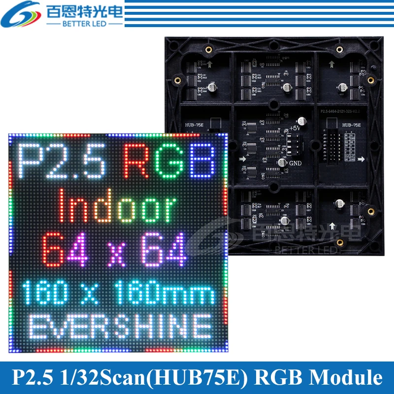 P2.5 Led Screen Panel Module 160*160mm 64*64 Pixels 1/32 Scan 3in1 Rgb ...