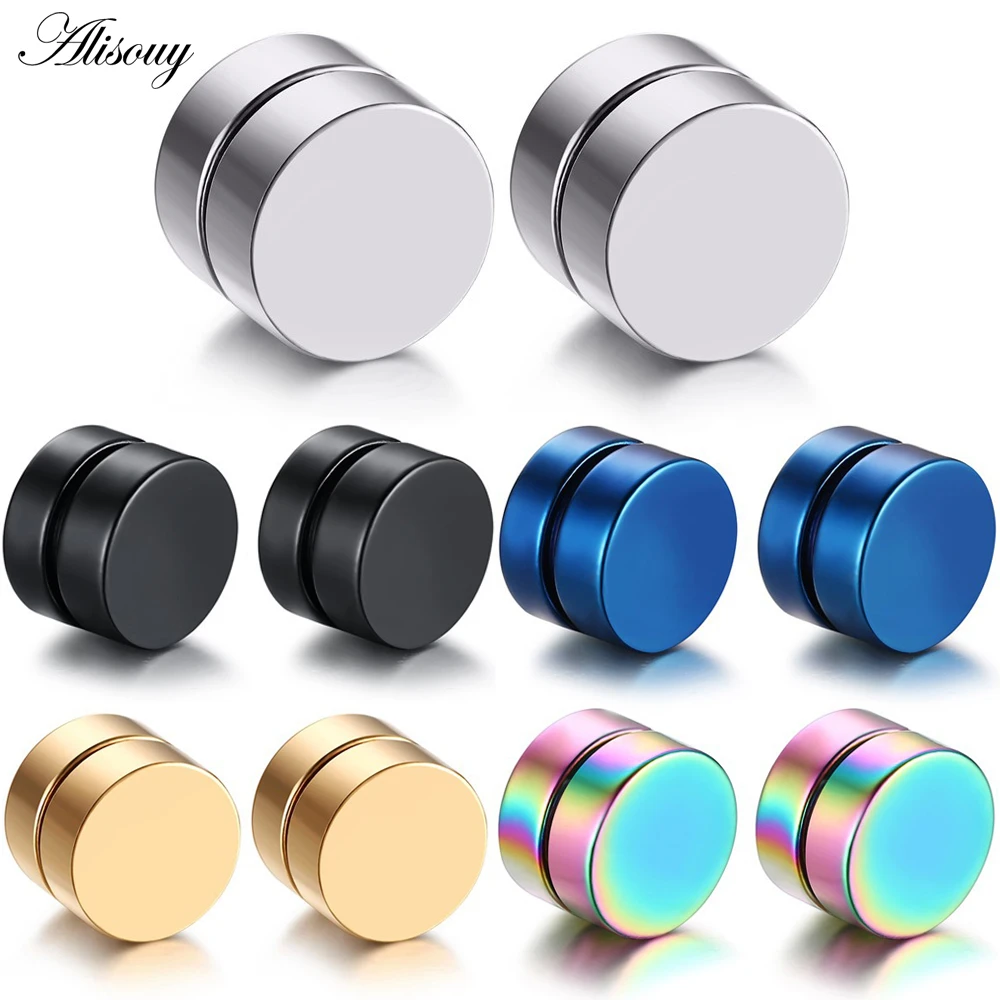 Alisouy 2pcs Punk Mens Strong Magnet Magnetic Ear Stud Set Non Piercing ...