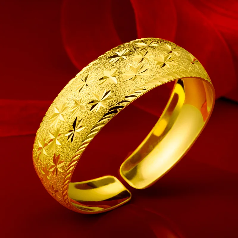 Brazaletes de boda pulseras para mujer Color oro puro brazalete de ...