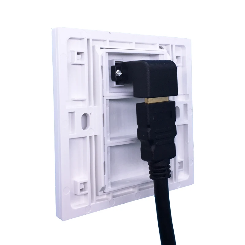 White Color Elbow HDMI2.0 Wall Outlet Panel Faceplate L Shape HDMI ...
